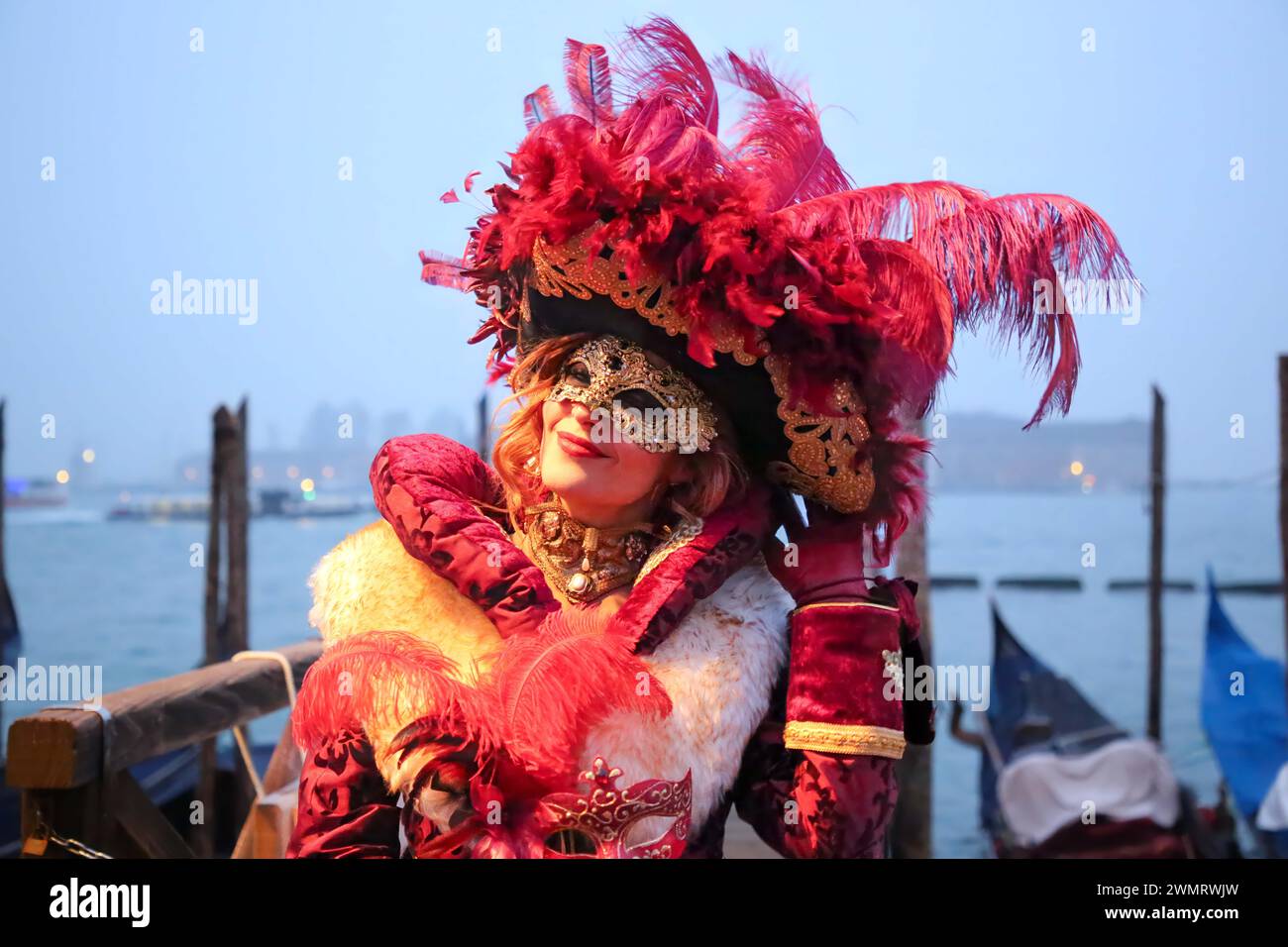 Venice, Italy. 7th Feb, 2024. A participant seen wearing fancy costume ...