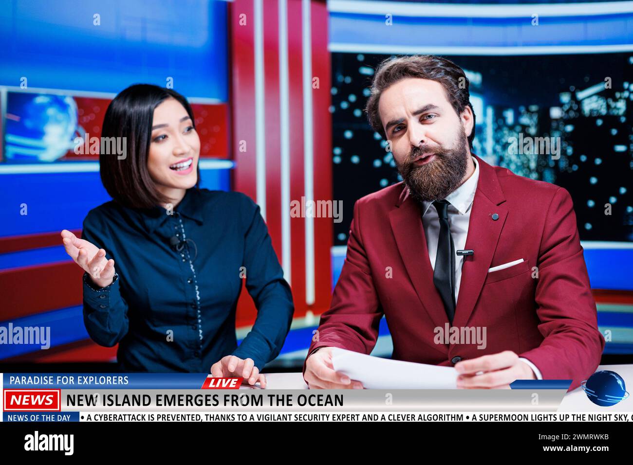 Presenters reveal natural discovery of new island appearing on ocean ...