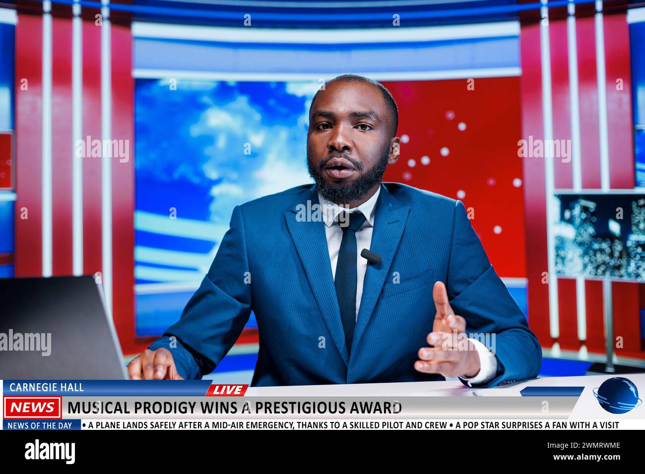 Reporter announces musical award winner on live television program ...