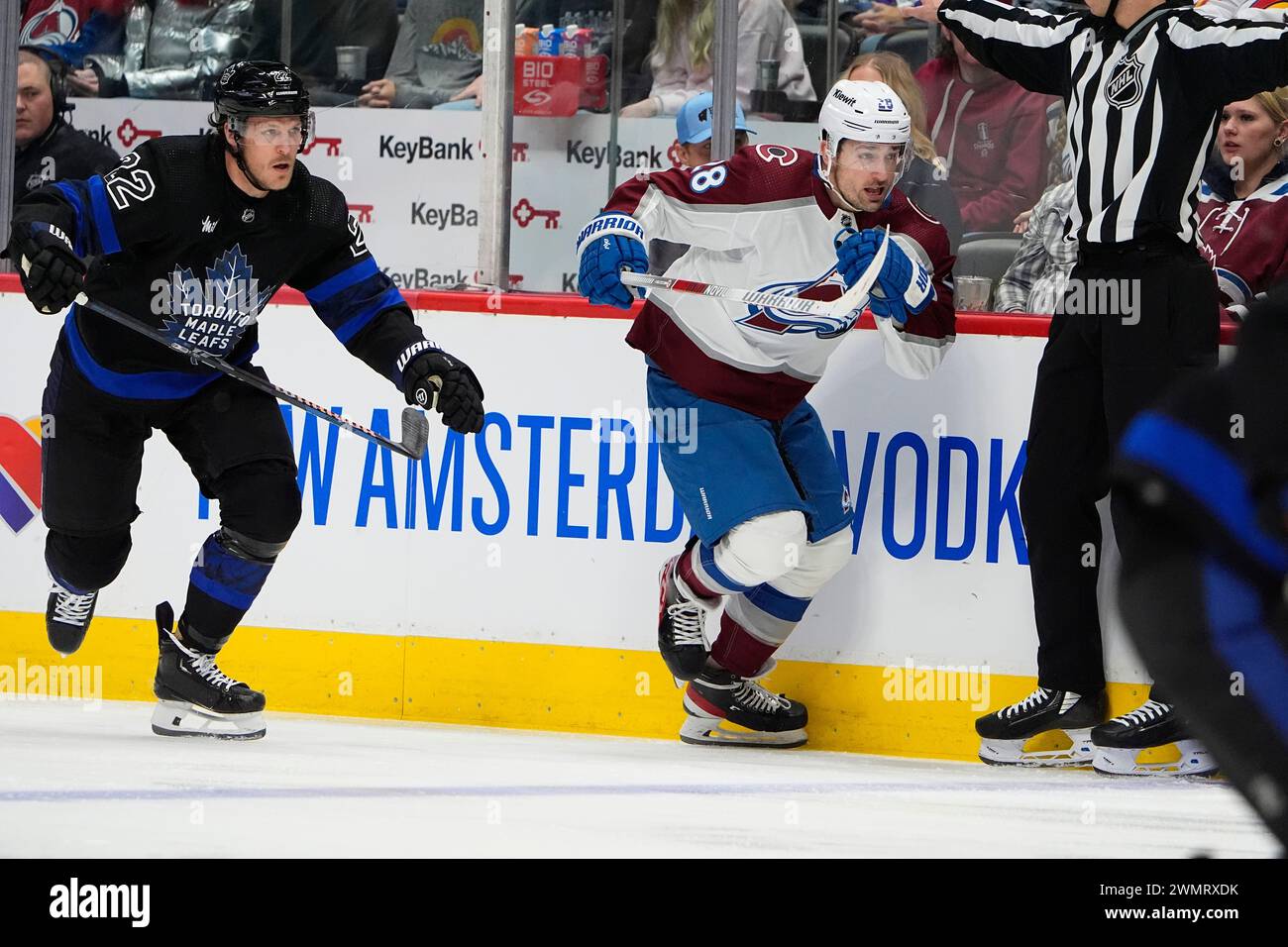 Toronto Maple Leafs defenseman Jake McCabe (22) and Colorado Avalanche ...