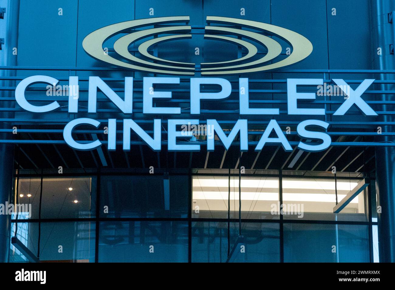 Toronto, ON, Canada – December 17, 2023: View at the sign of Cineplex ...