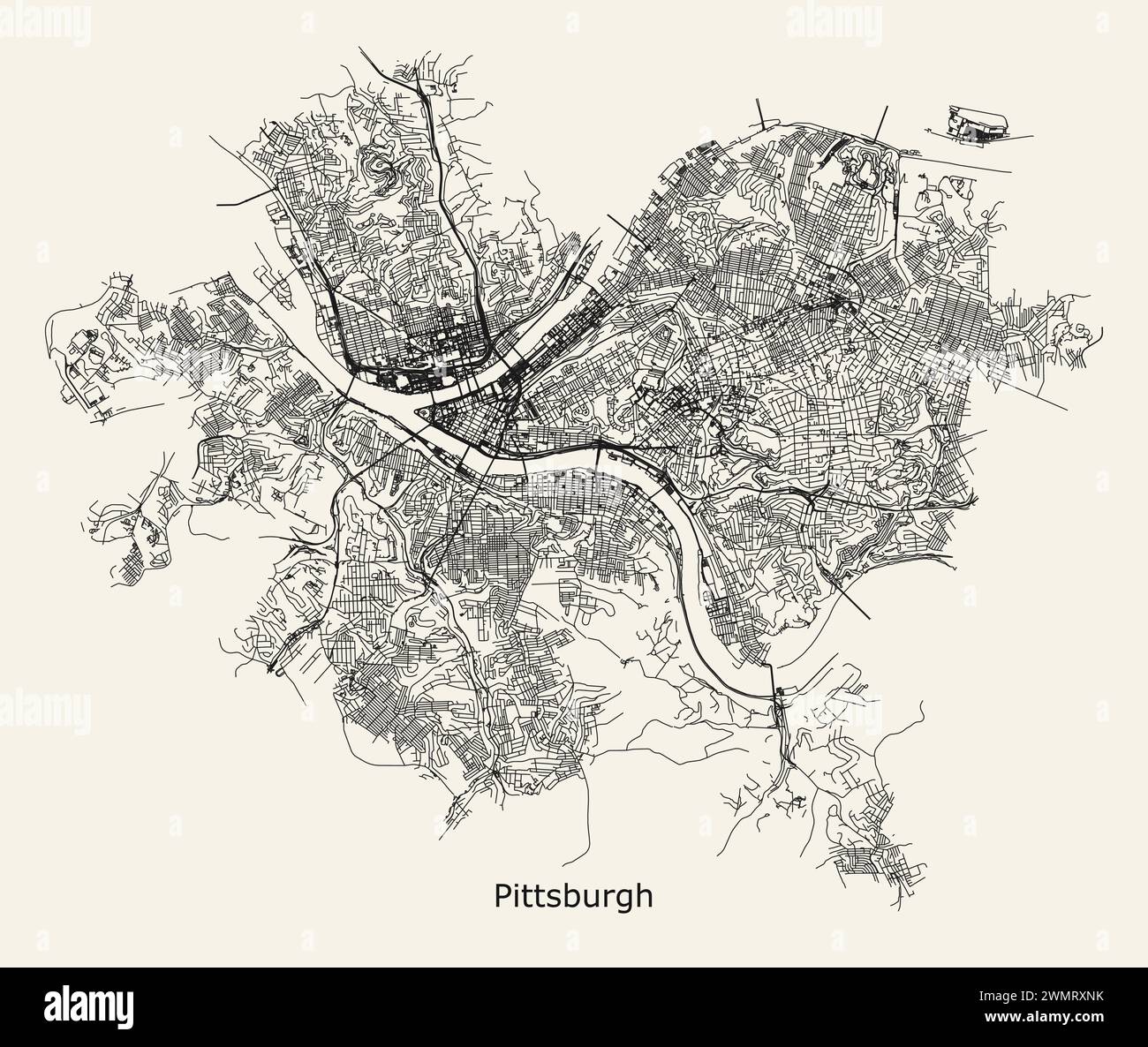 Map of pittsburgh hi-res stock photography and images - Alamy