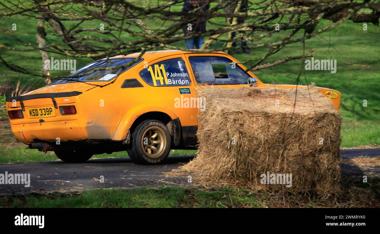 1970s Opel Kadett Rally car no 141 in action on Beverley Westwood East ...