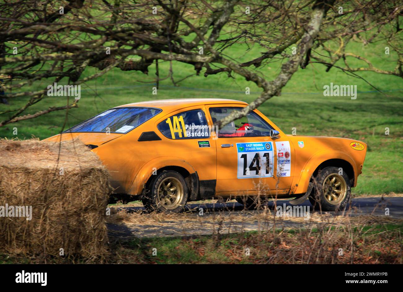 1970s Opel Kadett Rally car no 141 in action on Beverley Westwood East ...