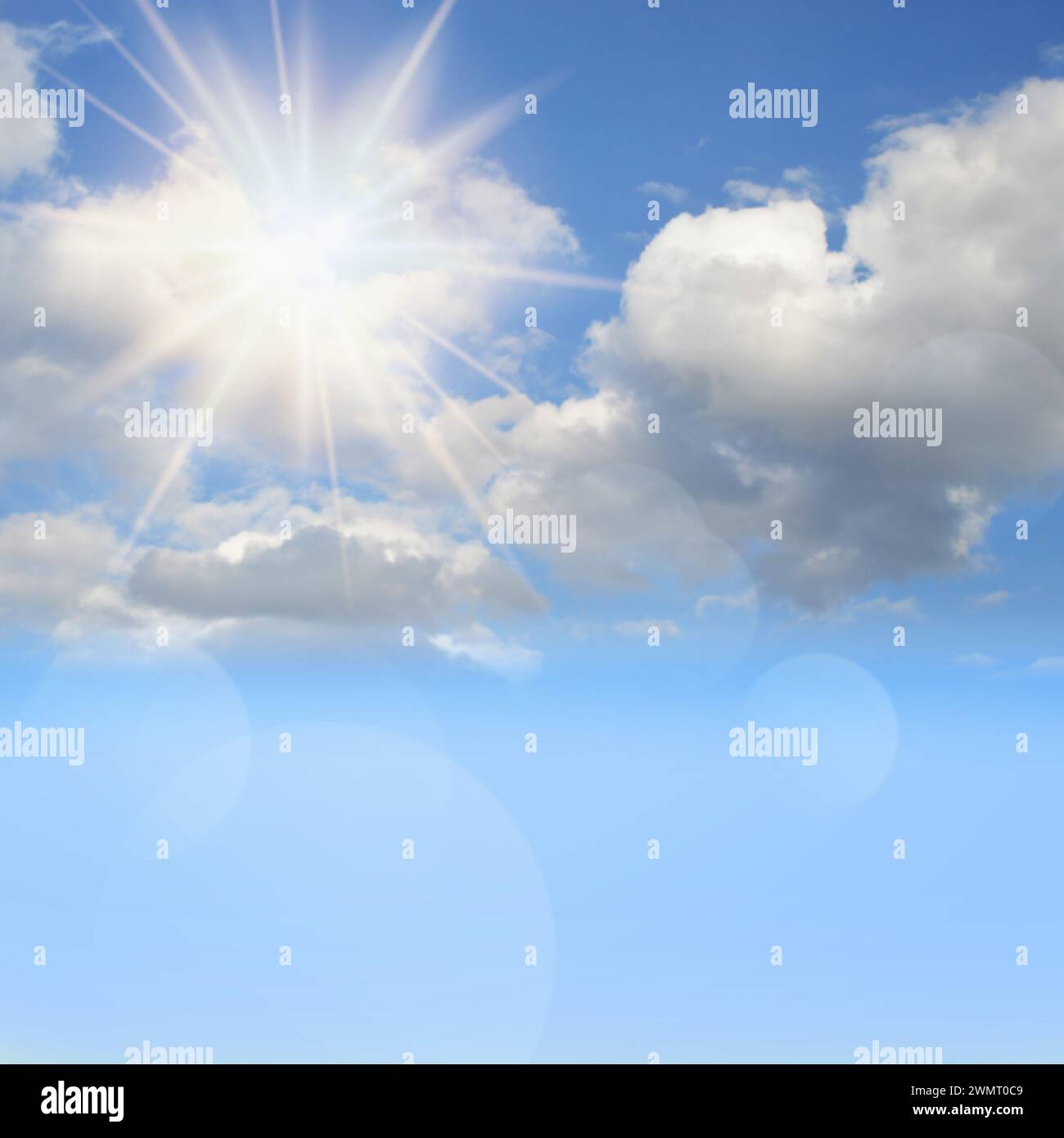 Blurred background with bokeh. sun rays blue sky for summer wallpaper ...