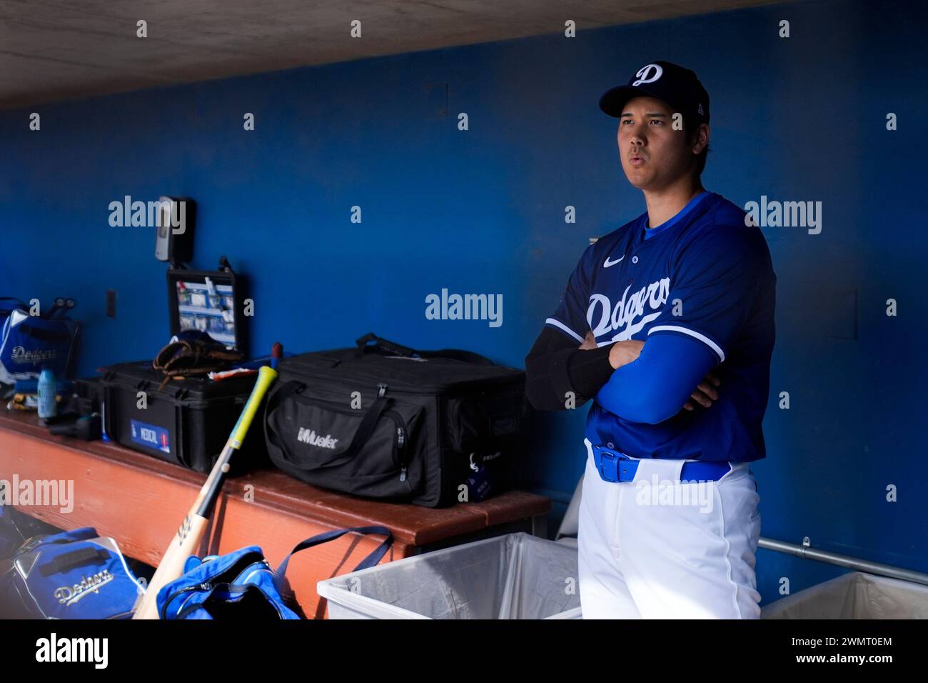 Los Angeles Dodgers designated hitter Shohei Ohtani stands in the ...