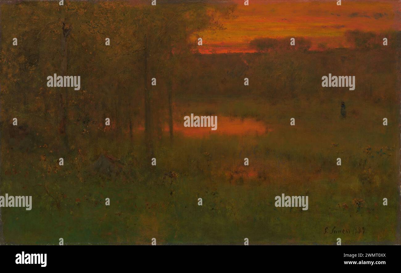 Inness George - Landscape, Sunset (1887 89c Stock Photo - Alamy