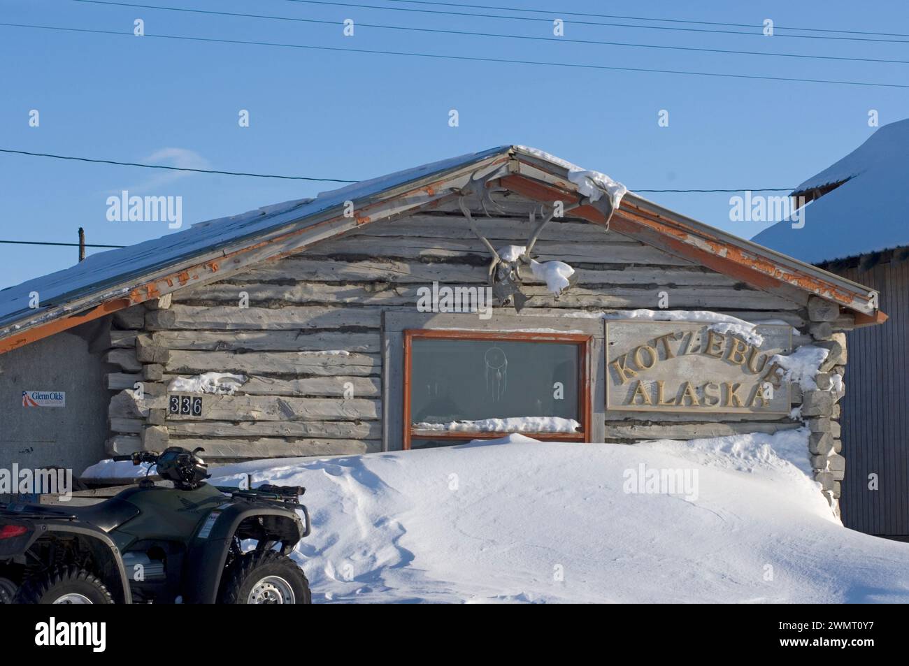 Olld log cabin gift shop in the village of Kotzebue Northwestern Arctic ...