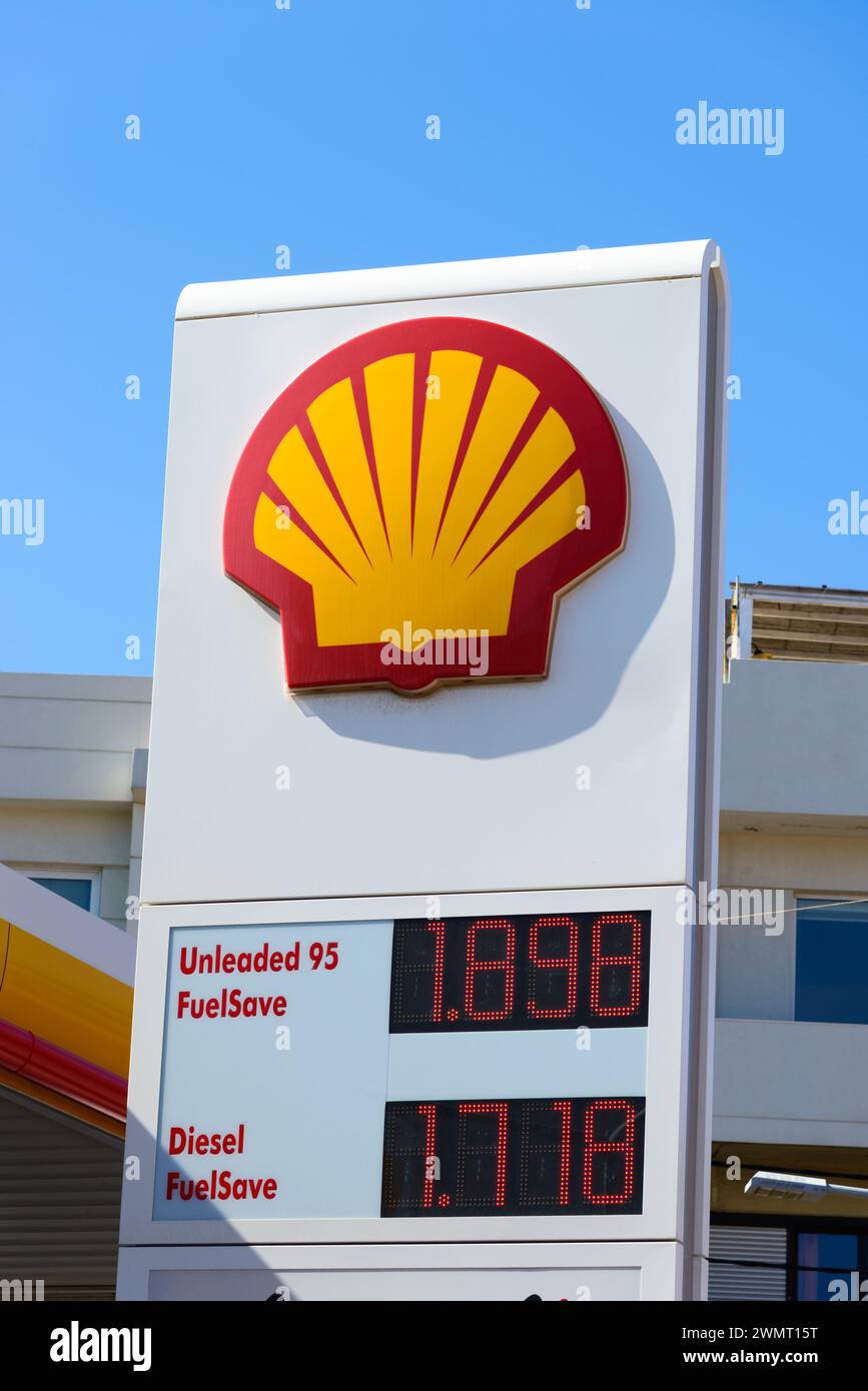Heraklion, Crete, Greece, February 23, 2024. Shell Gas Station's ...