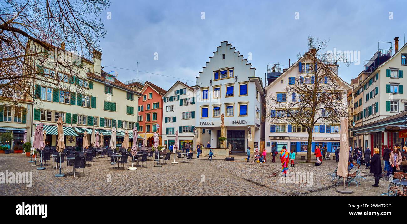 ZURICH, SWITZERLAND - APRIL 3, 2022: Street artist makes giant soap ...