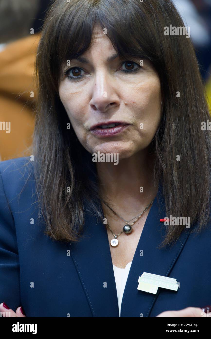 Paris, France. 27th Feb, 2024. Mayor of Paris Anne Hidalgo attends the ...