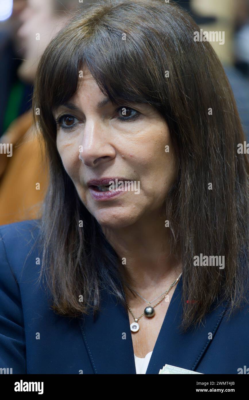 Paris, France. 27th Feb, 2024. Mayor of Paris Anne Hidalgo attends the ...