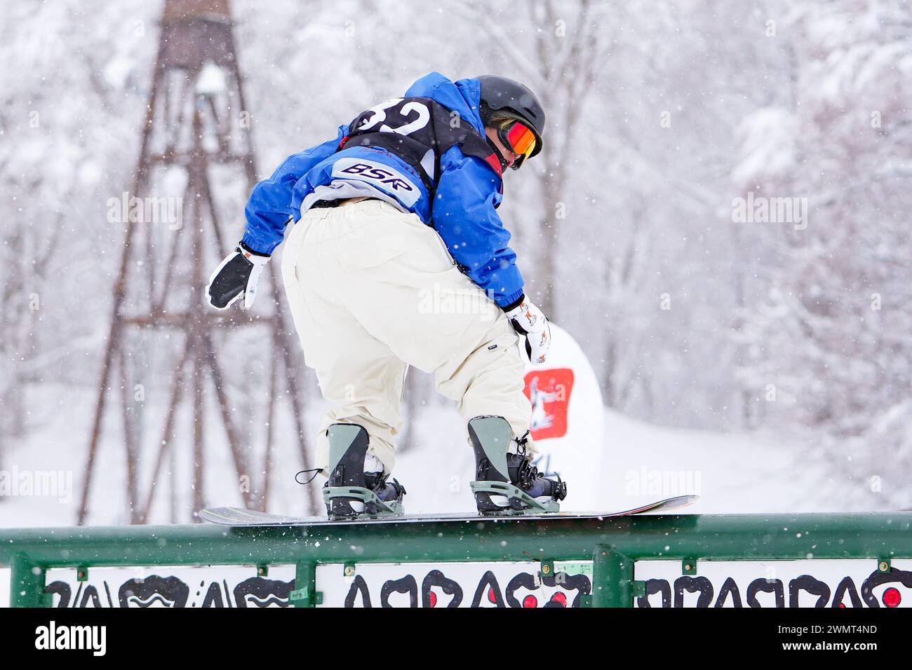 Nagano, Japan. 27th Feb, 2024. Kaito Hamada Snowboarding : COWDAY SLOPE ...