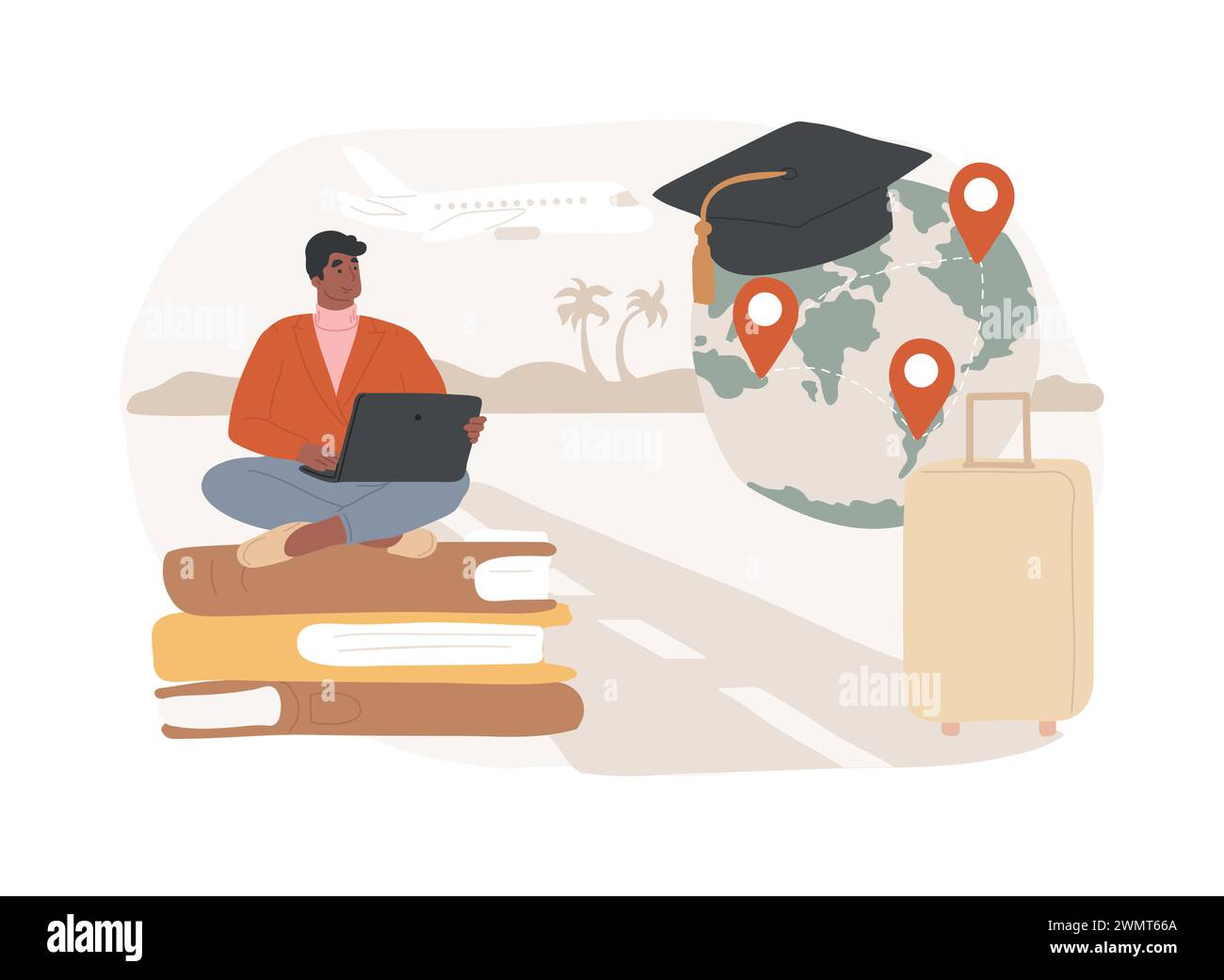 Educational tourism isolated concept vector illustration. International ...