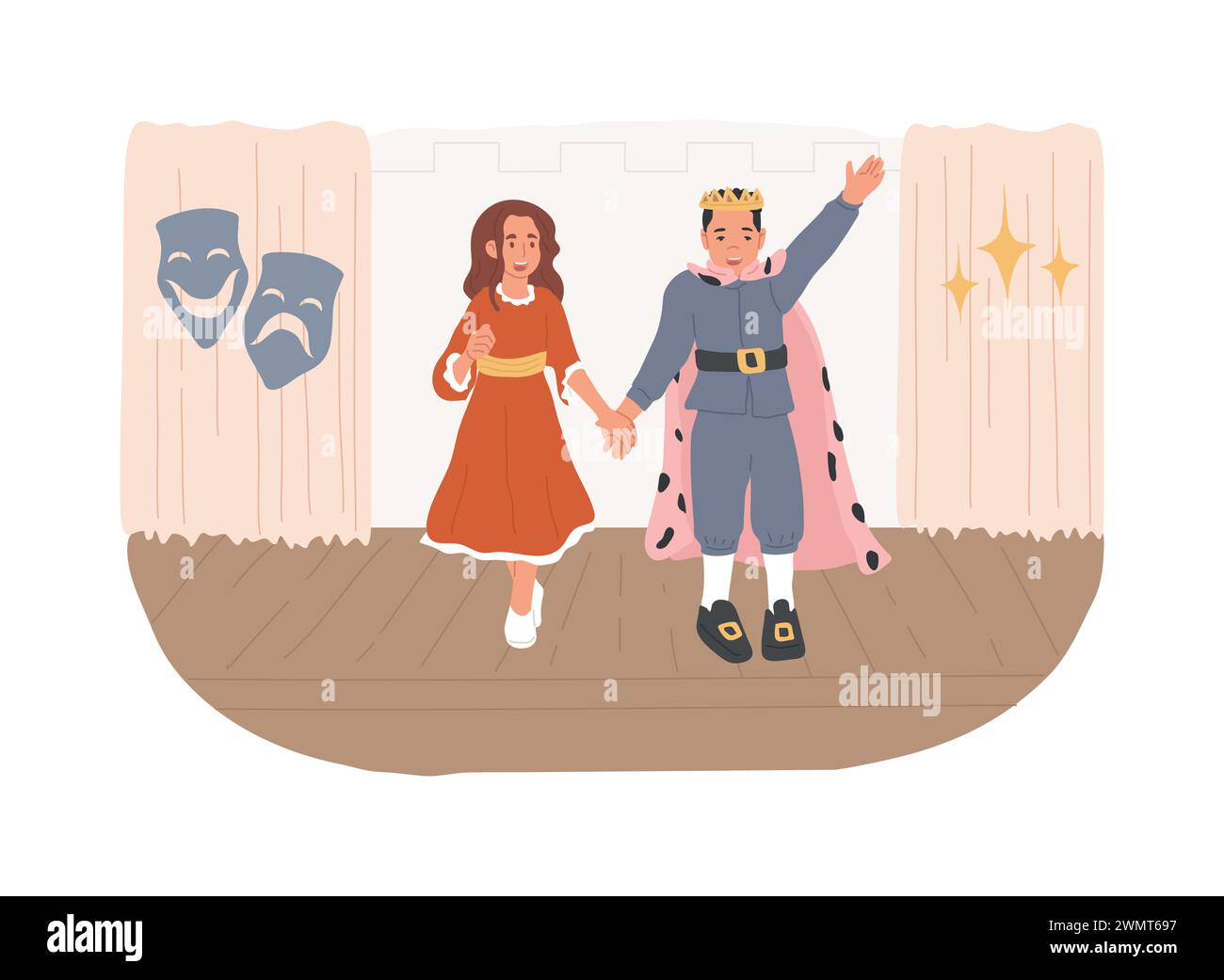 School theater isolated concept vector illustration. Young actor course ...