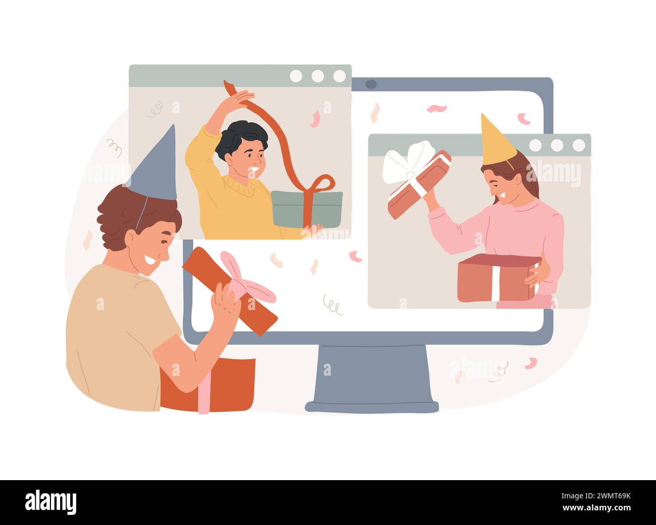 Gift-opening party isolated concept vector illustration. Day-after ...