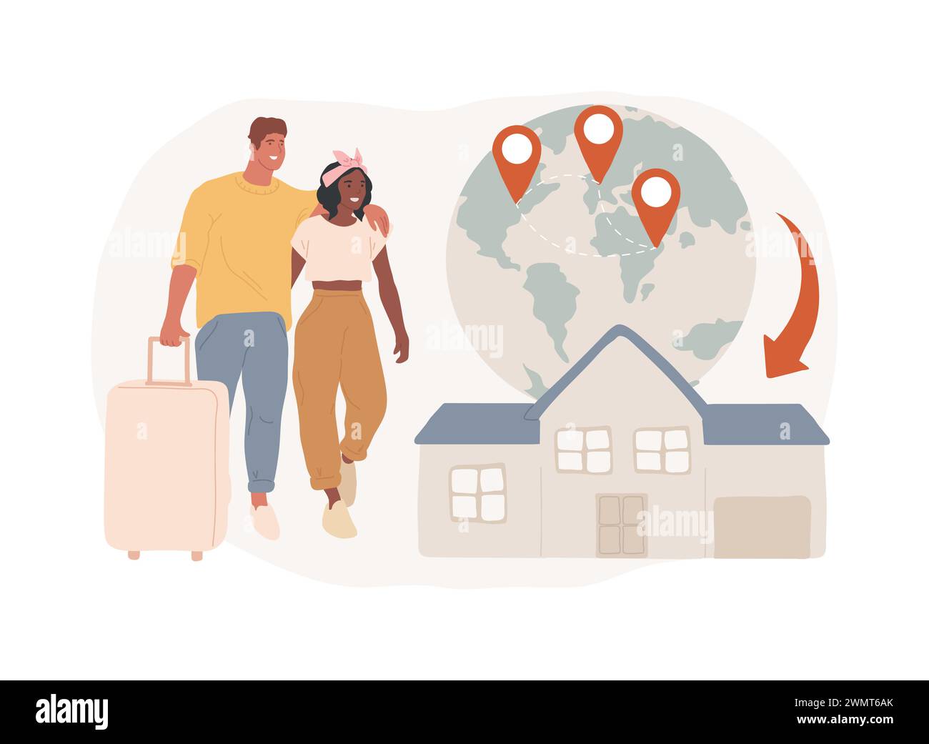 Return migration isolated concept vector illustration. Return of ...