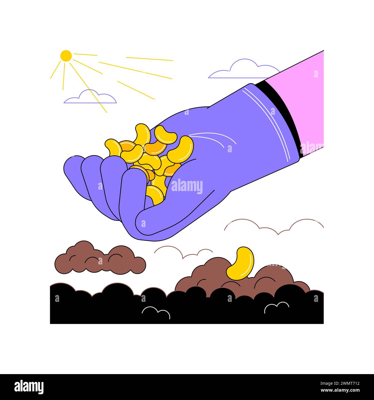 Sowing seeds isolated cartoon vector illustrations. Farmer planting ...
