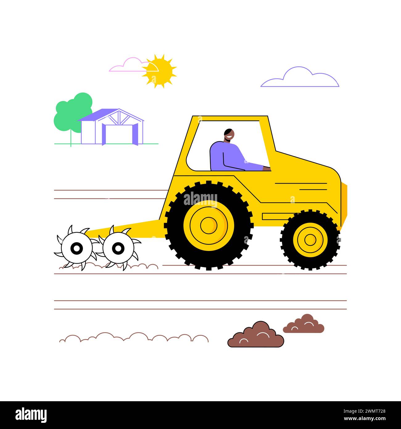 Preparation of soil isolated cartoon vector illustrations. Farmer on a ...