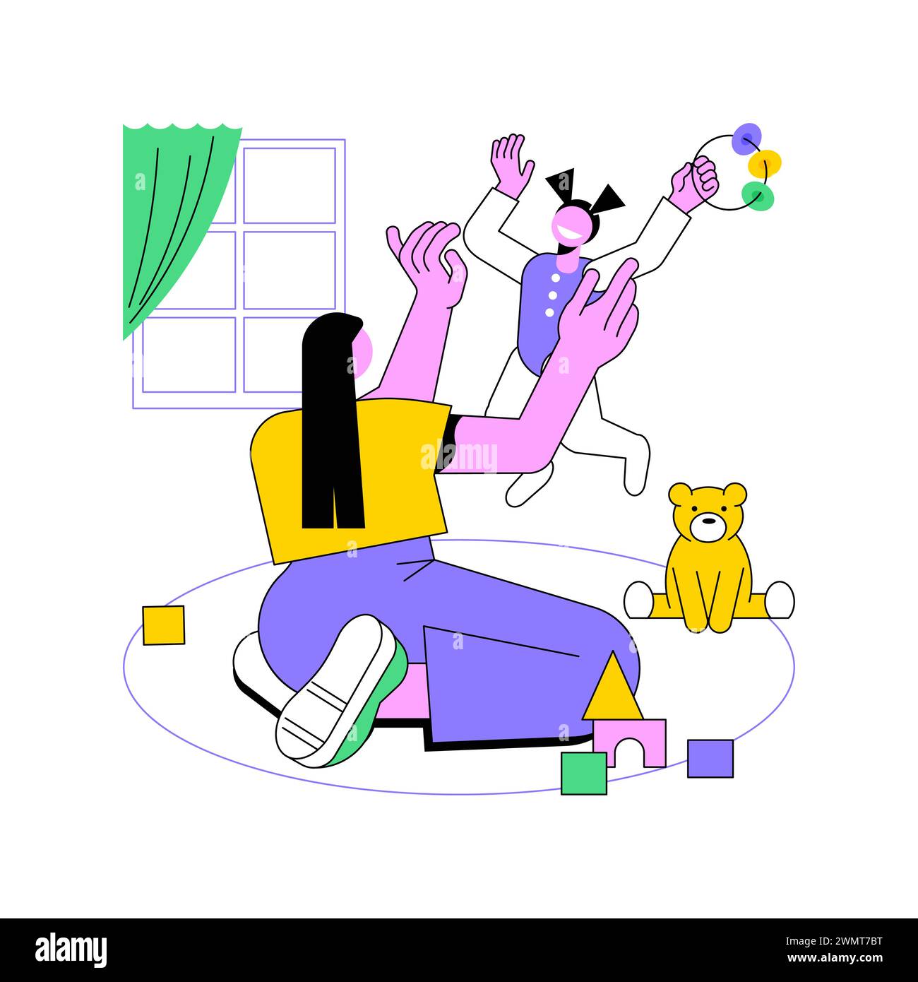 Playing with a baby isolated cartoon vector illustrations. Smiling mom ...