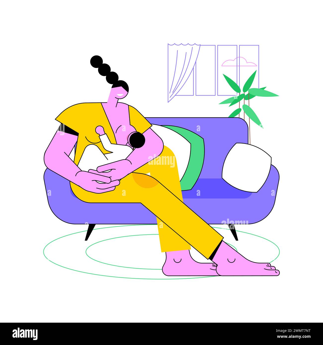 Breastfeeding isolated cartoon vector illustrations. Mom breastfeeding ...