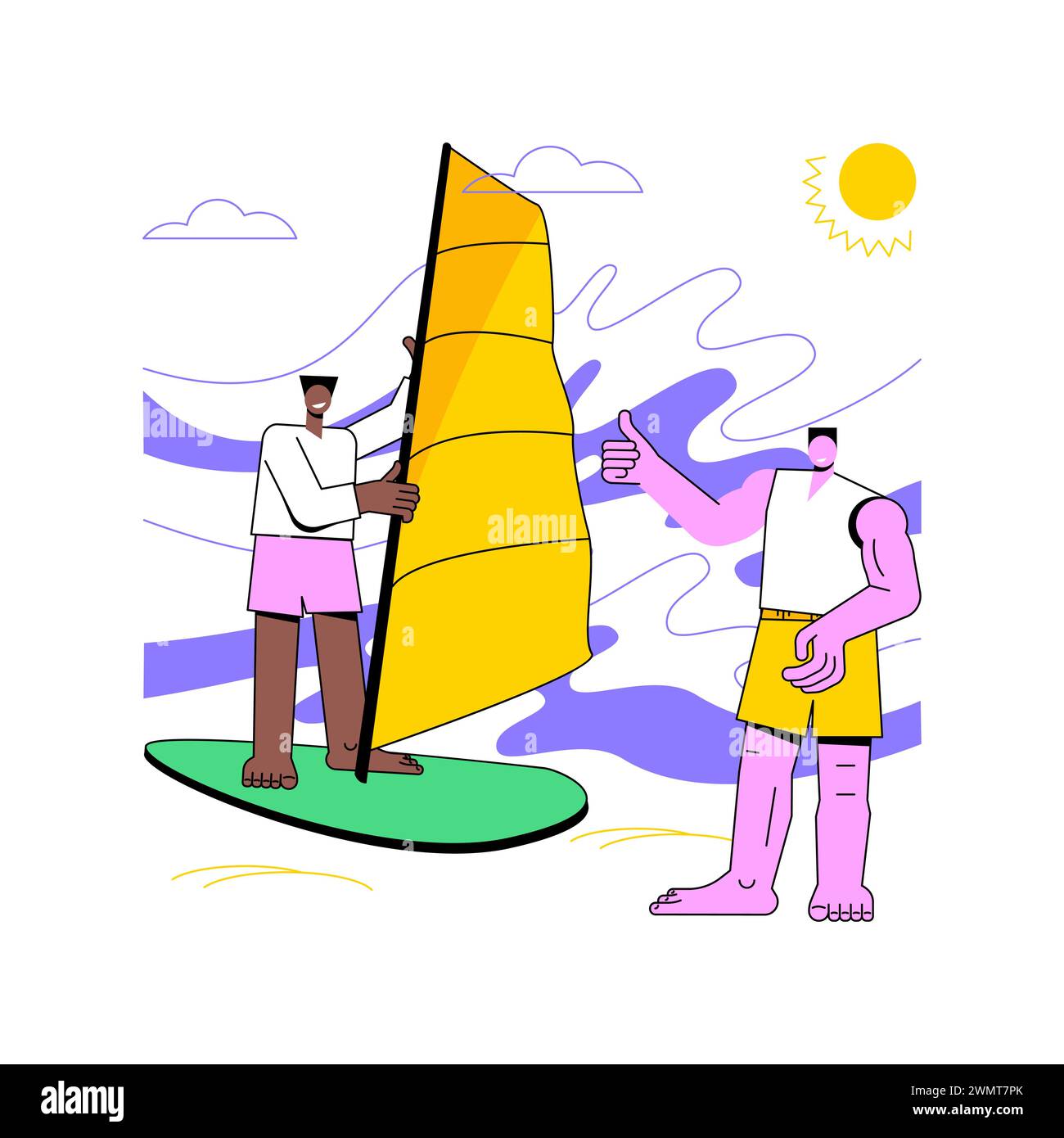 Try windsurfing isolated cartoon vector illustrations. Man studying ...