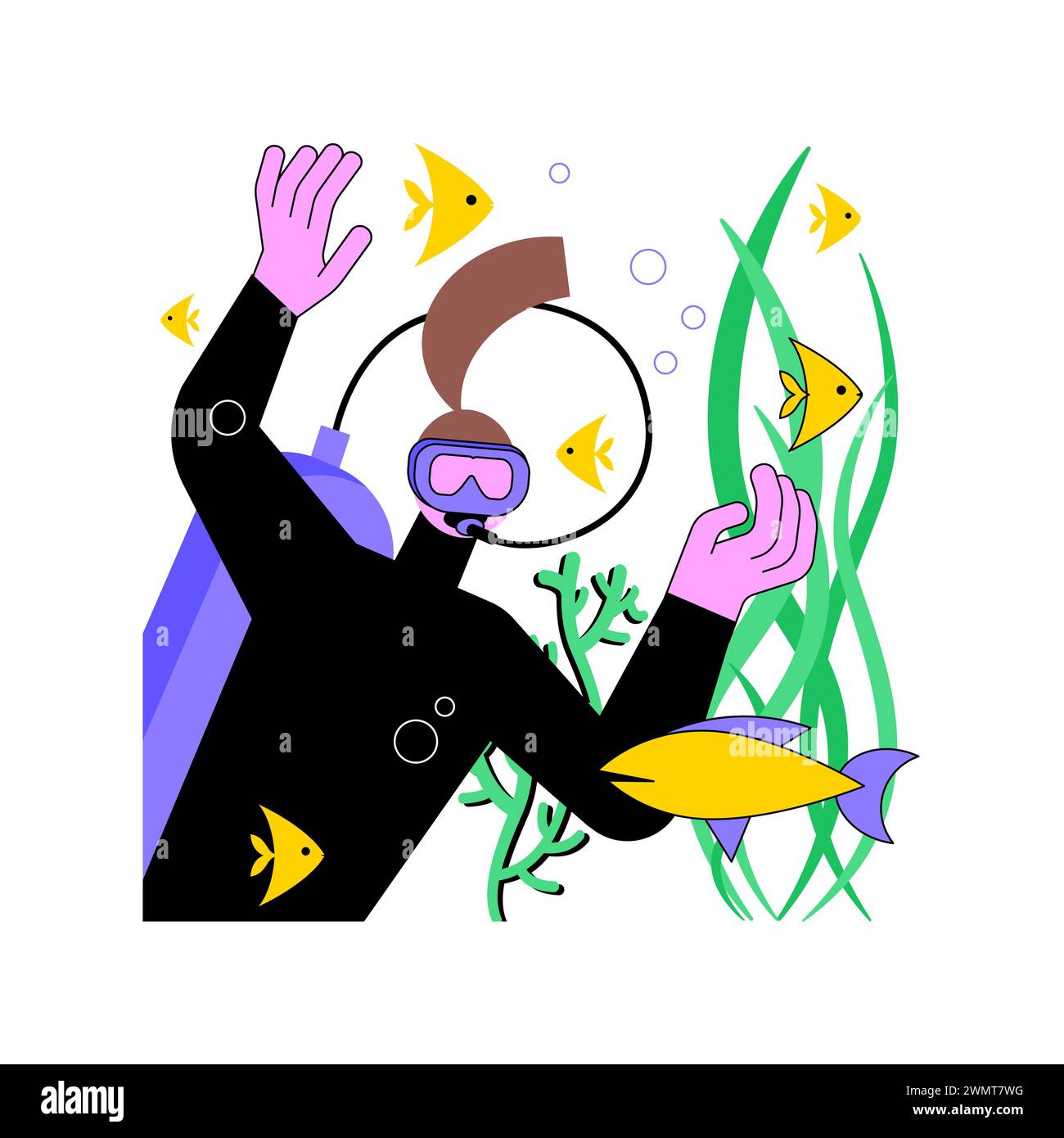 Scuba diving isolated cartoon vector illustrations. Travel doing ...