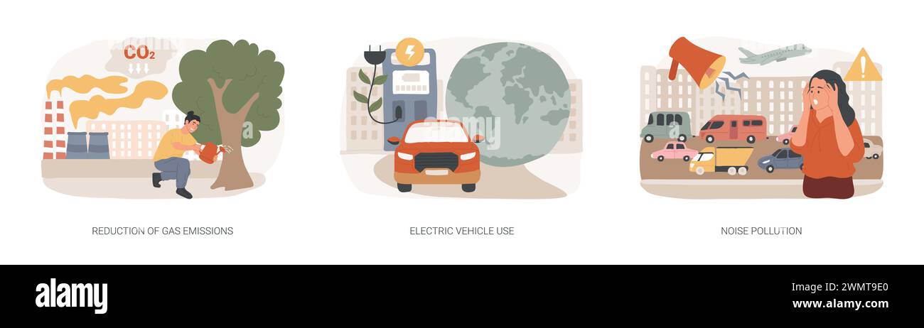 Urban environment isolated concept vector illustration set. Reduction ...