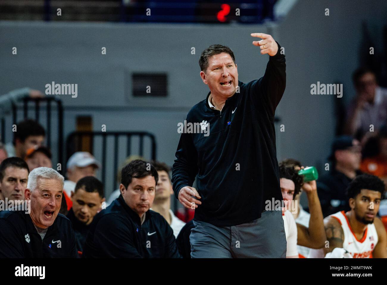 Clemson, SC, USA. 27th Feb, 2024. Clemson Tigers head coach Brad ...