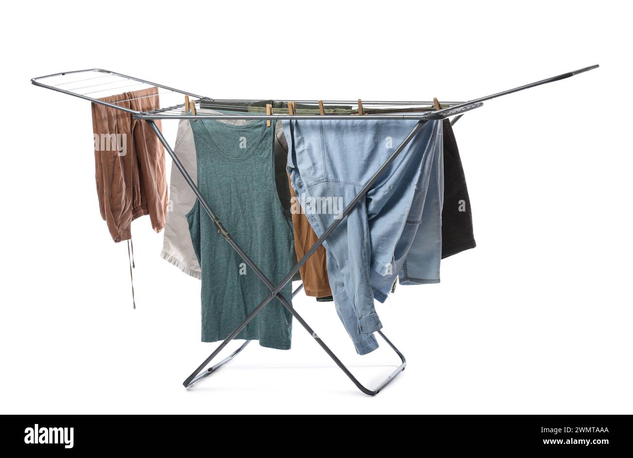 Different clothes drying on Cut Out Stock Images & Pictures - Alamy