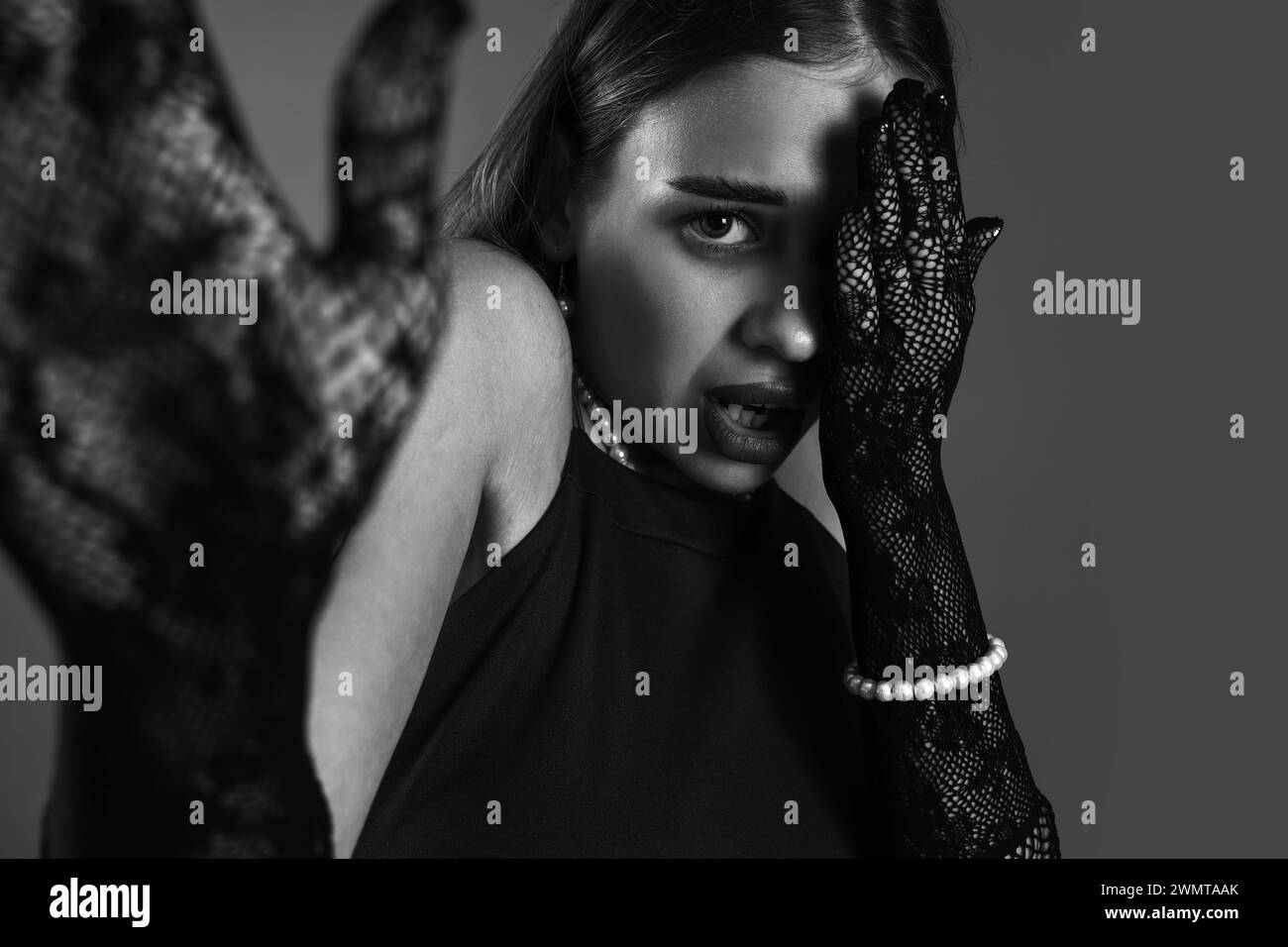 Closeup eye black woman Black and White Stock Photos & Images - Alamy