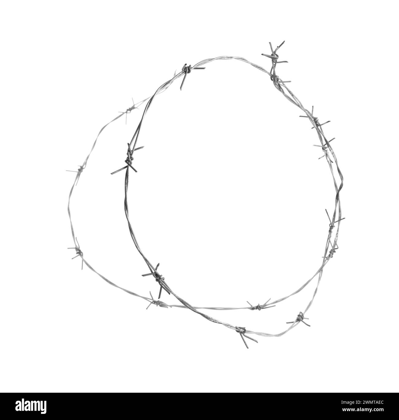 Shiny metal barbed wire isolated on white Stock Photo - Alamy