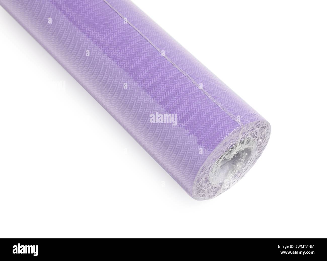 One violet wallpaper roll isolated on white Stock Photo - Alamy
