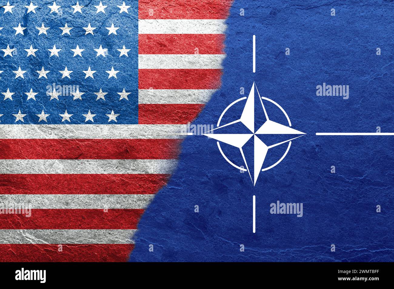 Flags of USA and NATO on textured surface Stock Photo - Alamy