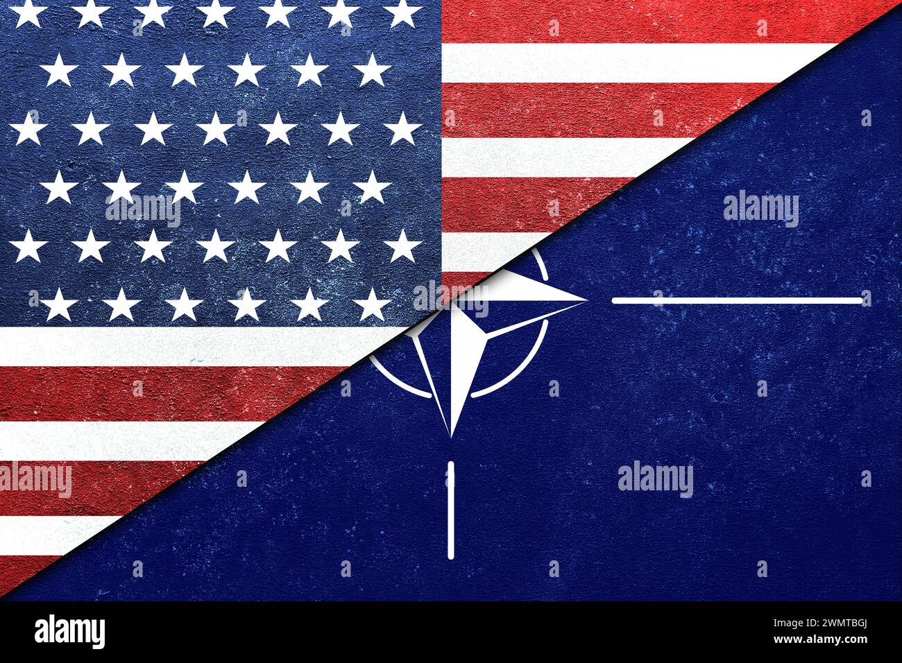 Flags of USA and NATO on textured surface Stock Photo - Alamy