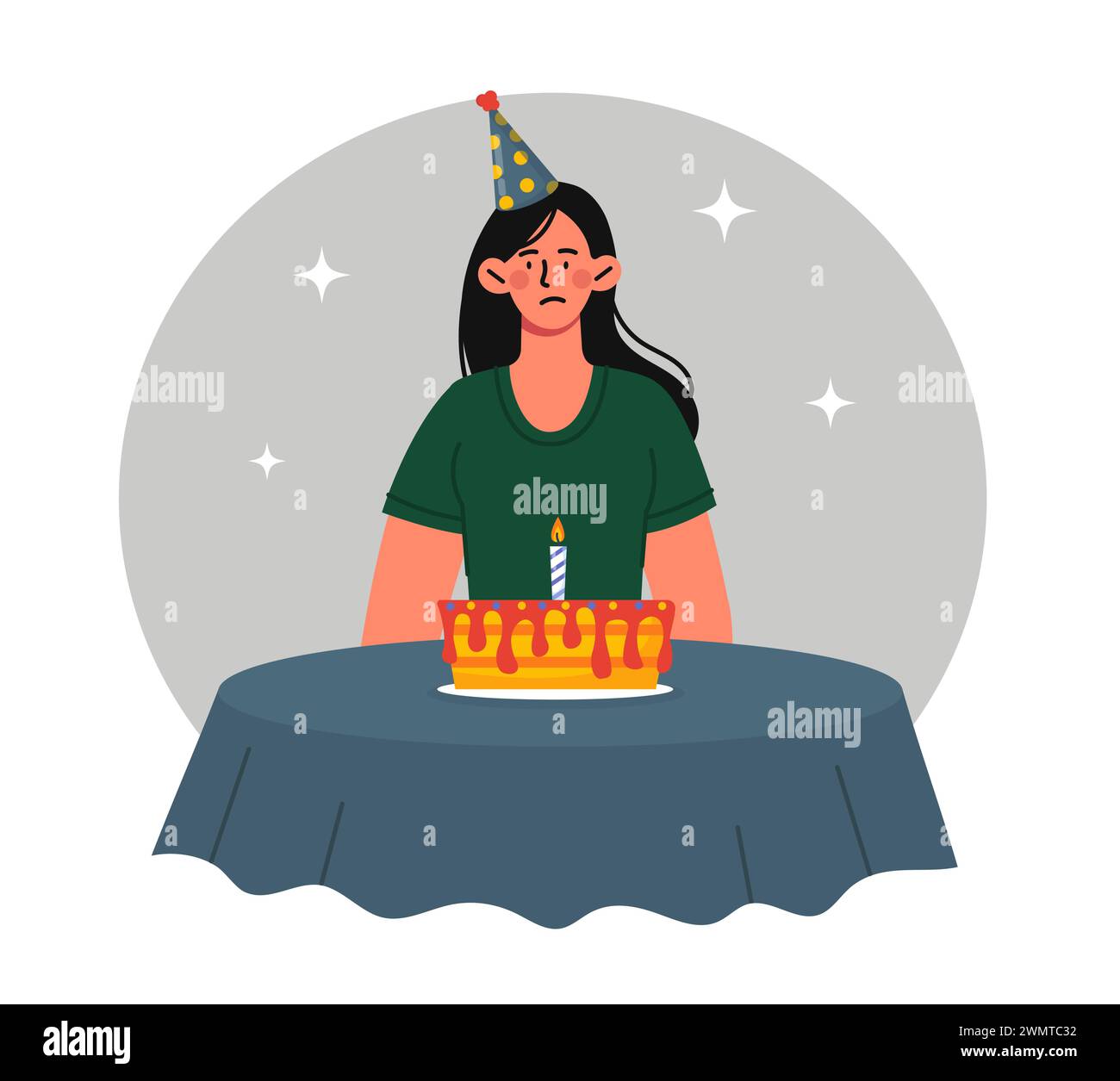 Sad woman party Cut Out Stock Images & Pictures - Alamy