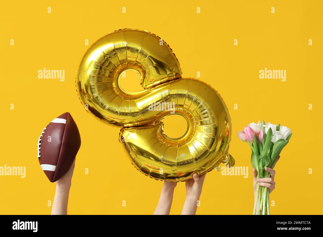 A balloon in the shape of a rugby ball floats on Sept. 1, 2019, on a ...