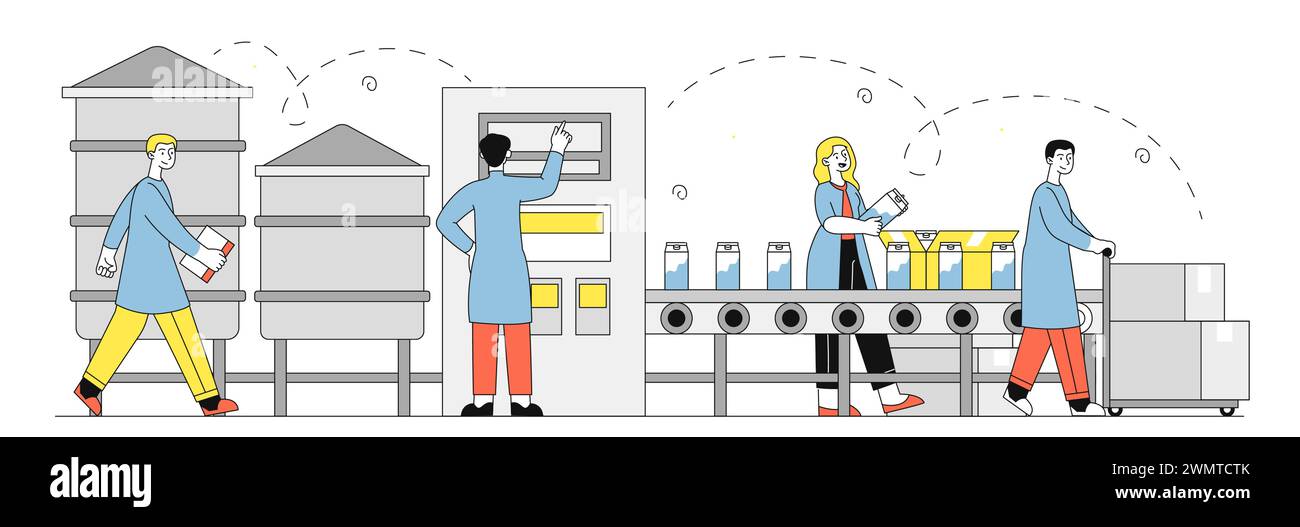 Milk production vector linear concept Stock Vector Image & Art - Alamy