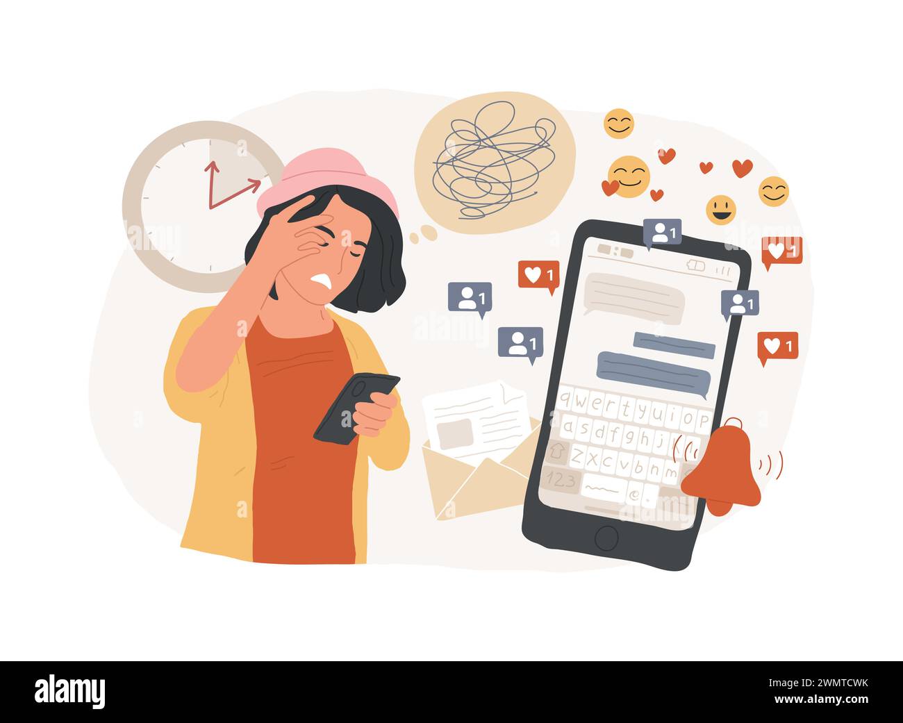 FOMO isolated concept vector illustration. Fear of missing out, social ...