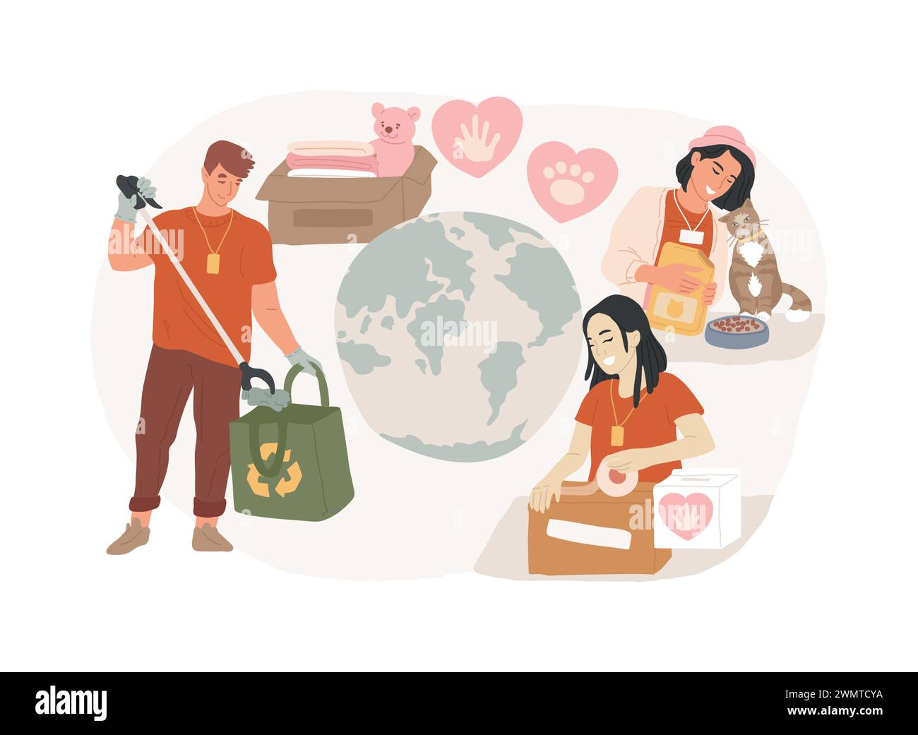 Volunteering isolated concept vector illustration. Volunteer project ...