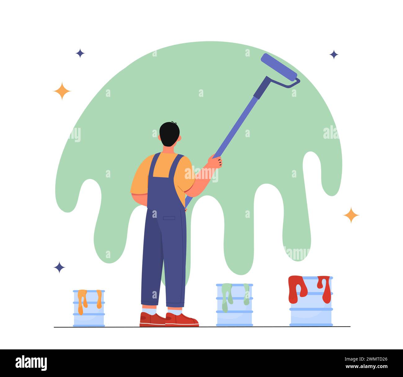 Man paint walls vector concept Stock Vector Image & Art - Alamy