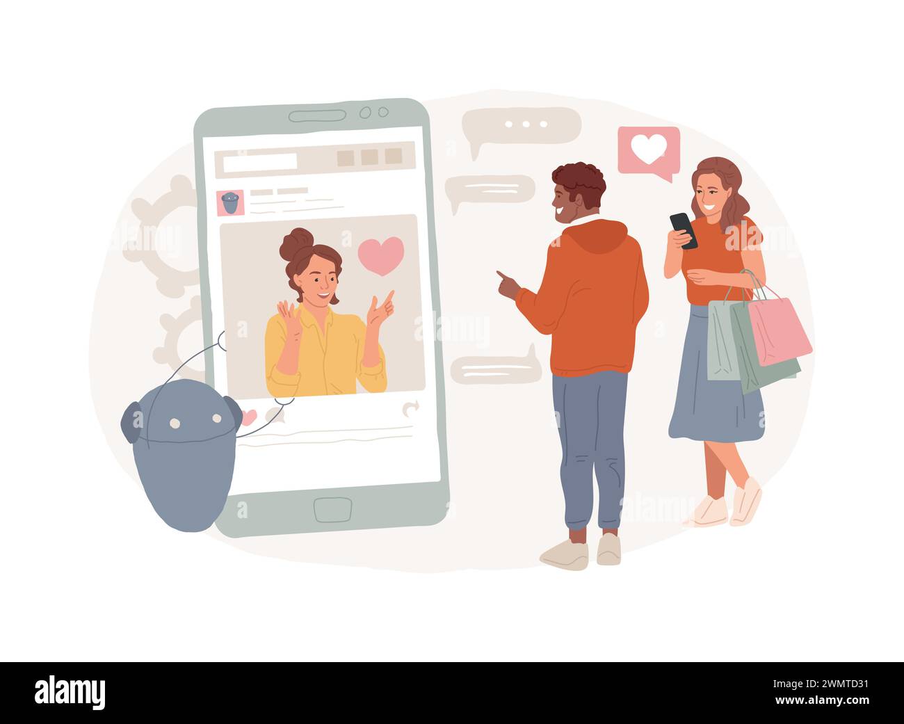 Virtual influencer isolated concept vector illustration. Influencer ...