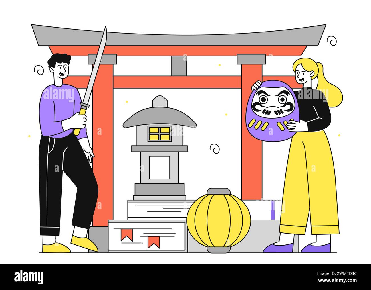 Oriental culture vector linear concept Stock Vector Image & Art - Alamy