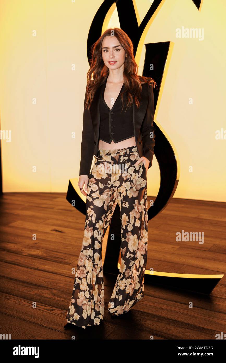 Lily Collins attends the Yves Saint Laurent Fall/Winter 2024-2025 ready ...