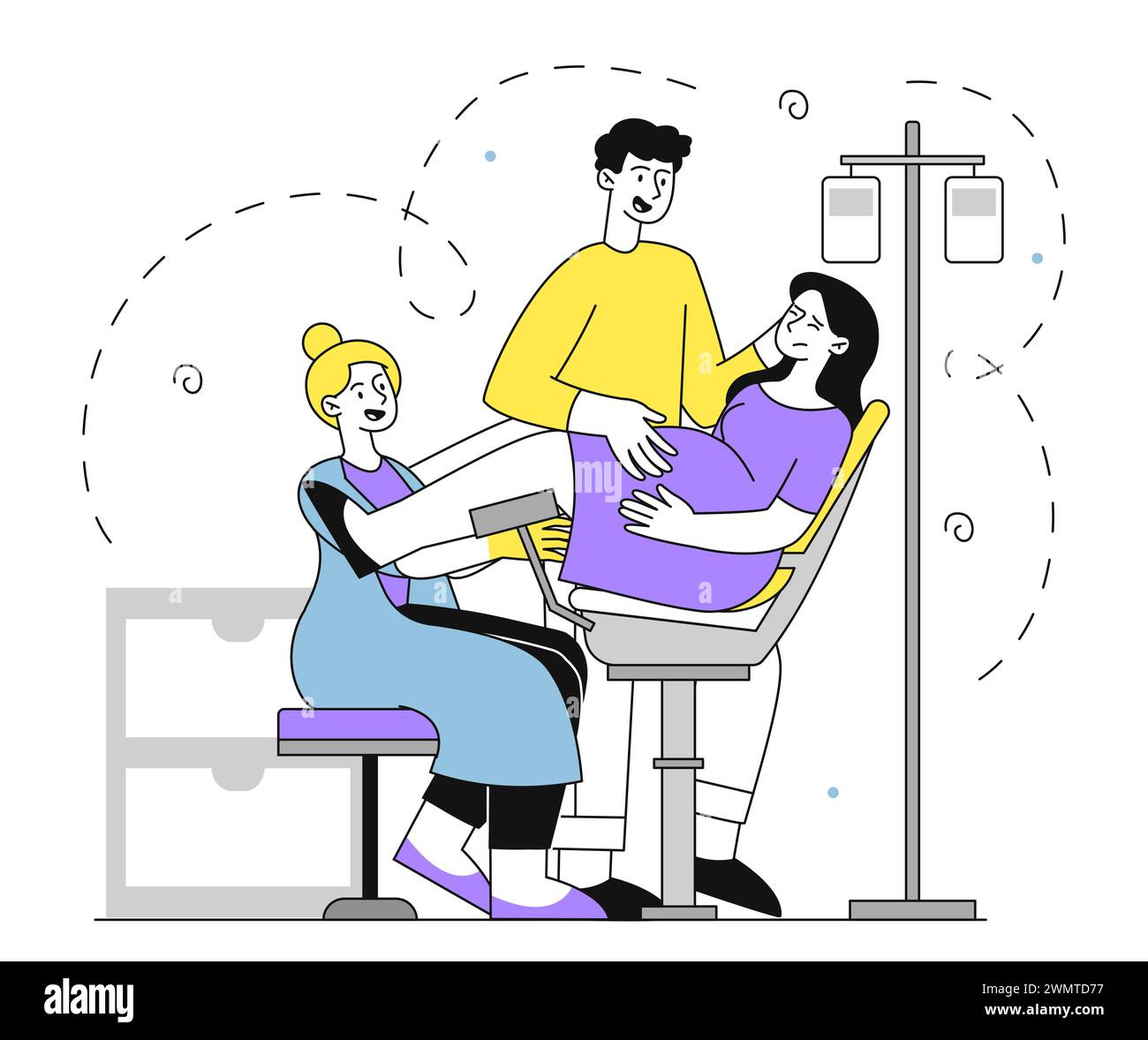 Doctor delivers baby vector linear Stock Vector Image & Art - Alamy