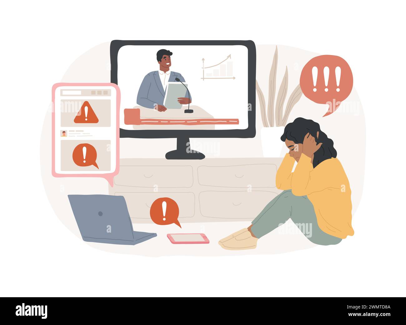 Limit your news intake isolated concept vector illustration. Seasonal ...