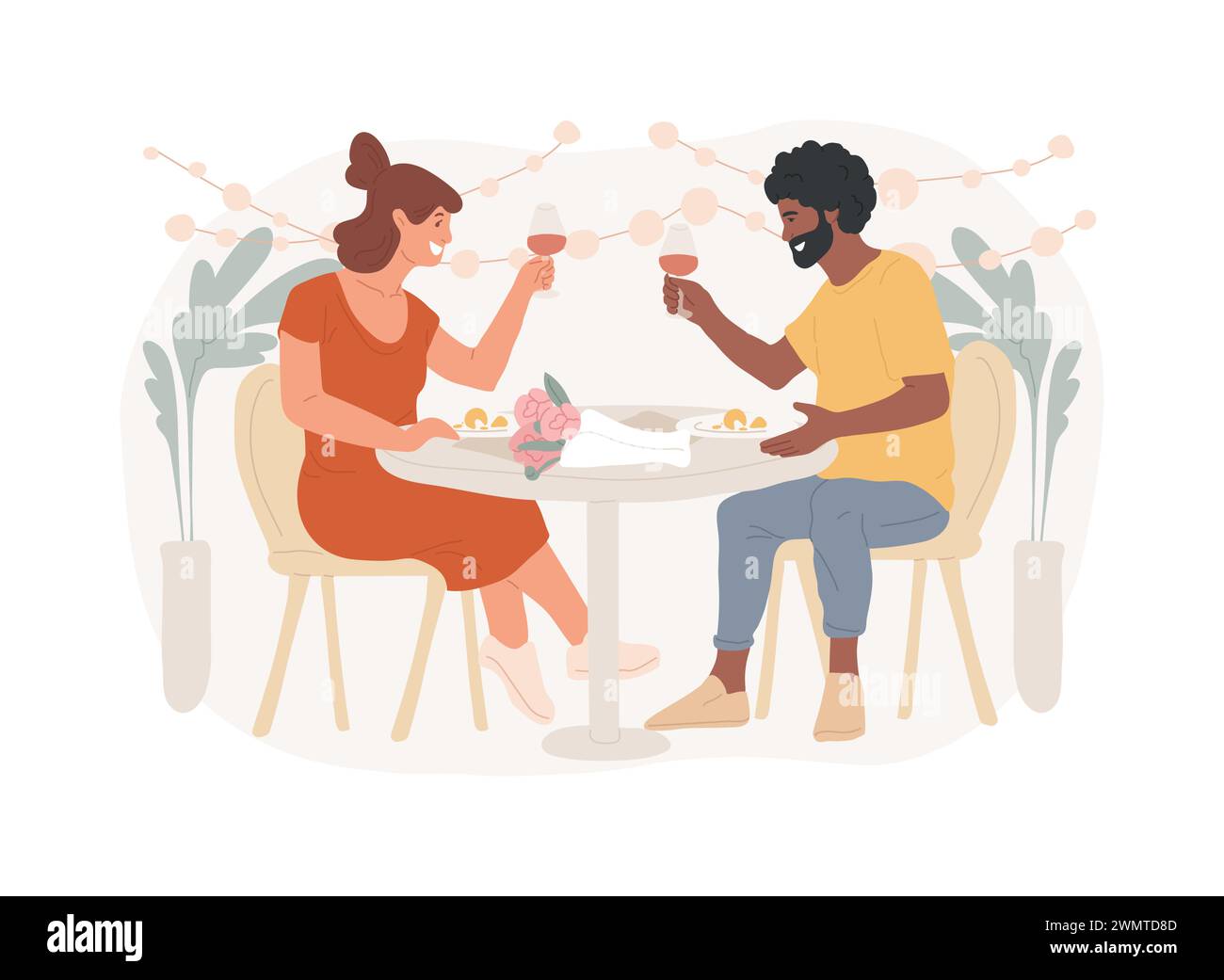 Romantic date isolated concept vector illustration. First date ...
