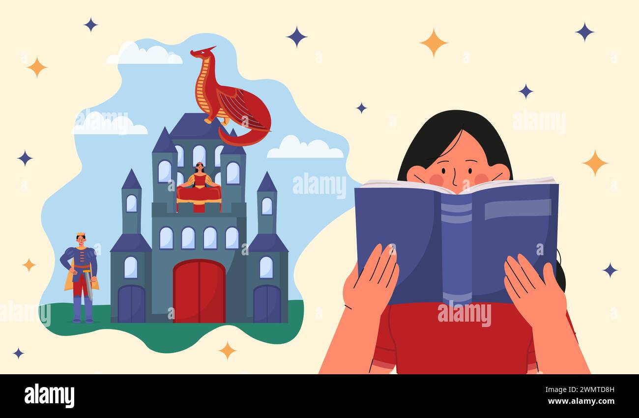 Woman read fairy tale vector Stock Vector Image & Art - Alamy