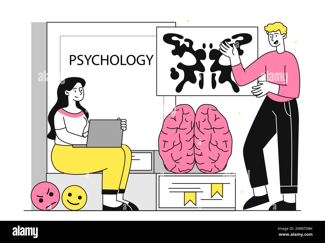 Psychiatrist with client vector linear Stock Vector Image & Art - Alamy