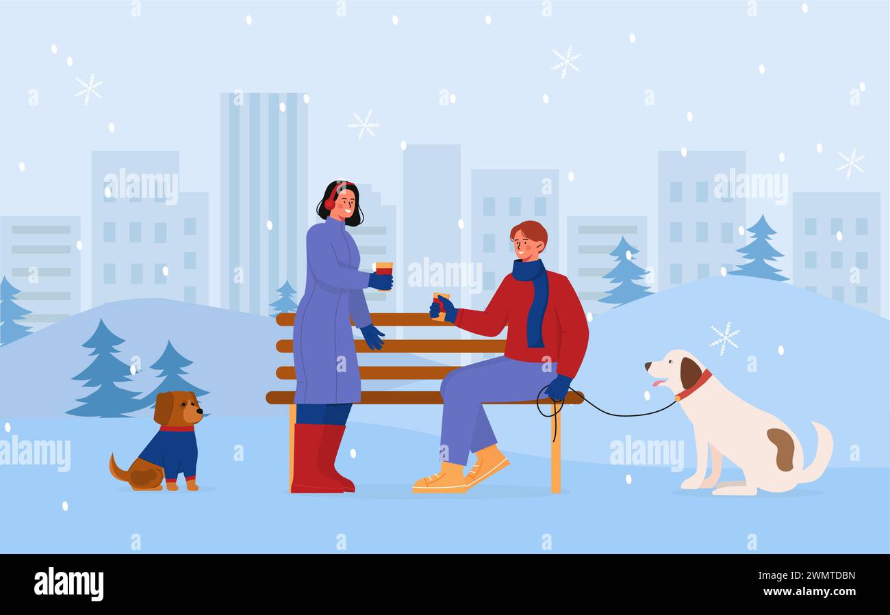 People in winter park vector Stock Vector Image & Art - Alamy